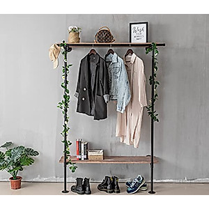 Industrial Pipe Clothing Rack with Shelves,48 Inch Industrial Clothing Rack,Pipe Clothing Rack,Retail Clothing Rack,Industrial Wall Mounted Clothes Rack,Wall Clothing Rack,Pipe Clothes Racks for Hanging Clothes ONOTETUT