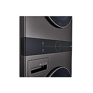LG WKGX201HBA 27 Inch Smart Gas Single Unit WashTower with 4.5 cu. ft. Washer Capacity, 7.4 cu. ft. Dryer Capacity, TurboWash™360° Technology, LG ThinQ® Technology, AI Fabric Sensor, Black Steel