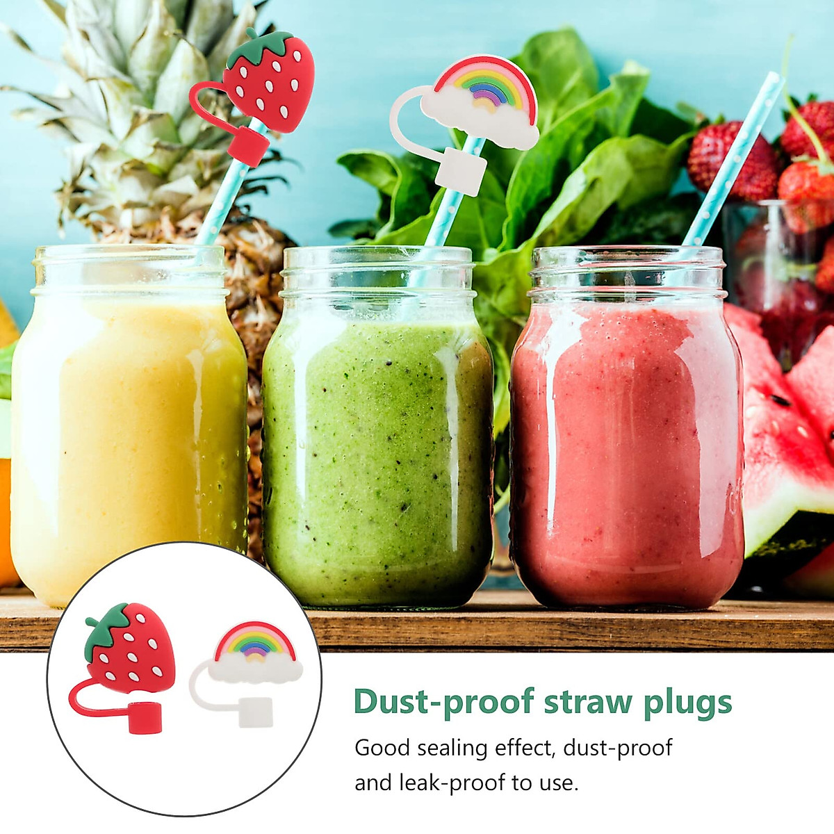 VALICLUD 2 Pcs Creative Cloud Shape Straw Plugs Dust- Proof Funny Straw Caps (Red White) Party Decor