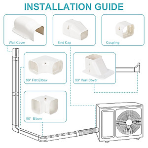 Mini Split Line Set Cover, 3” 13.5 Ft Decorative PVC Line Set Cover Kits for Ductless Mini Air Conditioners and Heat Pumps with Flexible Duct