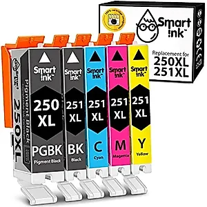 Smart Ink Compatible Ink Cartridge Replacement for Canon PIXMA PGI-250XL CLI-251XL PGI 250 CLI 251 XL (1 PGBK & 1 BK/C/M/Y 5 Combo Pack) to use with MX722 MX922 iP7220 iX6820 MG5420 MG5422 MG5520