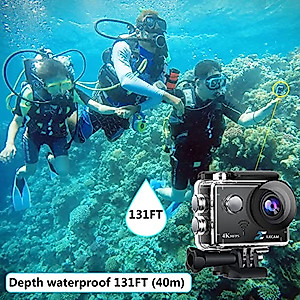 Action Camera 4K/20M /WiFi/ 4*Zoom/2.4 G Remote Control 2 * 1350mAh Battery Waterproof Camera Underwater 131FT/170 Degree Wide Angle Sports Camera and Multifunctional Accessories Package Action Camera