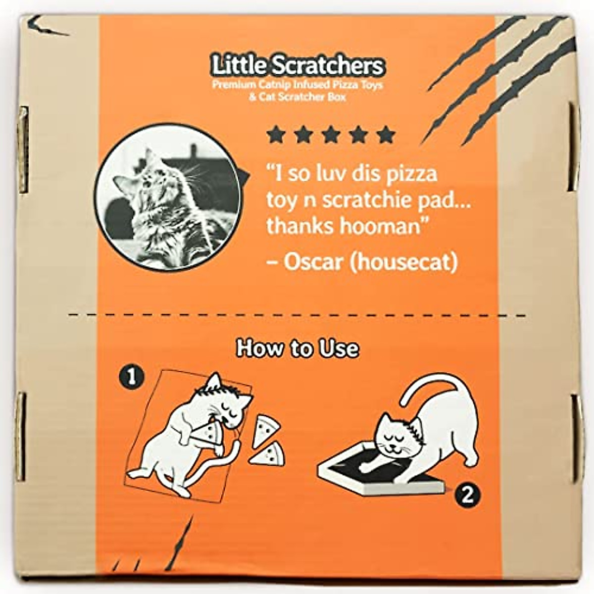 Little Scratchers Pizza Cat Toys (Large) - Includes 6 Pizza Catnip Toys & Thick Cardboard Cat Scratch Pad, Cat Gift Set, Funny Cat Gifts for Christmas, Cat Birthday Toys, Cute Cat Scratcher Toys