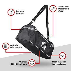Sanabul Lab Series Mesh Duffel Gym Bag (Black/White, Oversize)