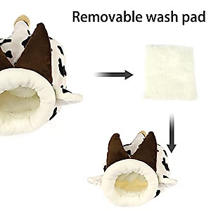 Toysructin Guinea Pig Cuddle Cave Hideout, Mini Hamster Bed Soft Warm Rat House Nest with Washable Pad, Cute Small Animal Pet Habitat Cozy Hamster Sleeping Nest for Chinchilla Ferrets Hamsters