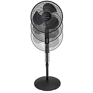Lasko Oscillating Pedestal Fan, Thermostat, Adjustable Height, Remote Control, Timer, 4 Speeds, for Bedroom, Living Room, Office & Dorm, 16", Black, S16612