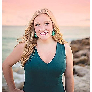 idealway 5 Colors Luxury Drop Earring Inlay Crystal Rhinestone Dangle Long Earrings For Women Jewelry (Green)