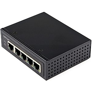 StarTech.com Industrial 5 Port Gigabit PoE Switch - 30W - Power Over Ethernet Switch - Hardened GbE PoE+ Unmanaged Switch - Rugged High Power Gigabit Network Switch IP-30/-40 C to 75 C, TAA