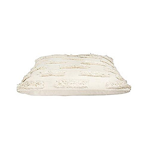 Creative Co-Op White Cotton Embroidered Lines of Decorative Fringe Pillows, 1 Count (Pack of 1)