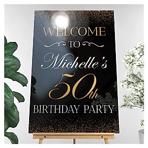 Custom Welcome Sign for Birthday Party - 50th Birthday Sign - 50th Birthday Party Welcome Sign - Personalized Birthday Banner – Welcome Poster for Birthday