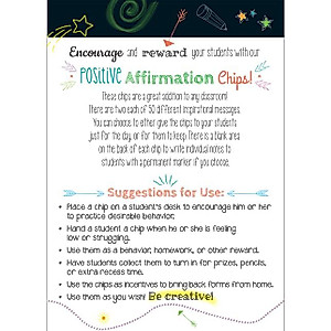 Really Good Stuff Positive Affirmation Chips - 100 Pack with 50 Motivational, Encouragement, Inspirational and Kindness Sayings