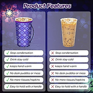 6 PCS Reusable Iced Coffee Cup Sleeves Mandala Flower Style Cup Cover Coffee Cup Neoprene Insulator Sleeves Suitable for Hot Cold Coffee or Ice Drink for 16-32oz Coffee Beverage Milk Cold Hot Drinks
