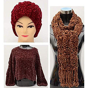 DIRUNEN Baby Chenille Velvet Yarn Bulky Vegan Soft Yarn Knitting Yarn Polyester Blended Cotton Chenille Yarn Hand Knitting Yarn DIY Crochet Thread for Clothing Hat Scarf Blanket Light Grey 0.55 lb