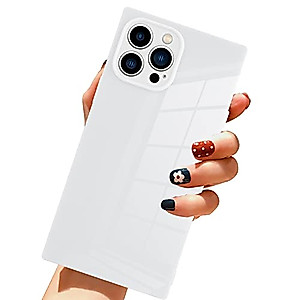 LSL for iPhone 14 Pro Case Square White Soft TPU Bumper Anti-Drop Anti-Scratch Shock Absorption Protective Wireless Slim Cover Compatible with iPhone 14 Pro 6.1 Inch for Women Girls Men
