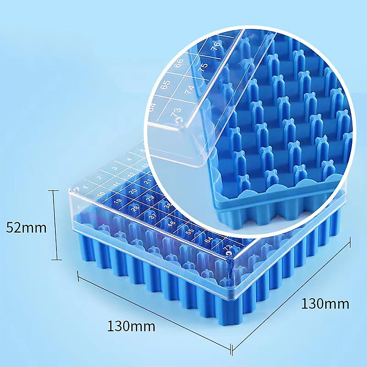 Scienfocus lab Cryogenic Storage Box - PC Cryogenic Boxes，Blue/81-Well,for 0.5, 1.5 and 2.0mL Cryotubes (Pack of 1)