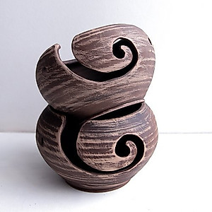 Knitting Yarn Bowl for Crochet Ceramic 7 x 4 inch - Home Knitting Needlework Storage Crochet Organizer Yarn Holder