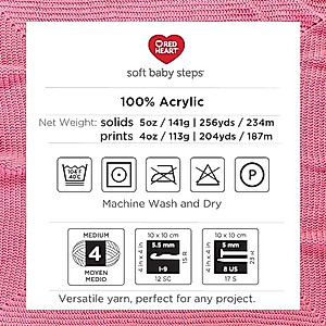 Red Heart Soft Baby Steps White Yarn - 3 Pack of 141g/5oz - Acrylic - 4 Medium (Worsted) - 256 Yards - Knitting, Crocheting & Crafts