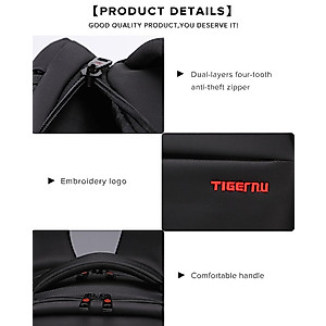 Tigernu Street Style 15.6" Laptop Backpack, Black, 3/4 x 17-inch