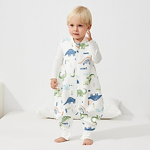 Duomiaomiao 1.0 TOG Super Breathable Toddler Sleep Sack 24-36 Months 100% Cotton Four Season Sleep Sack with Feet, Quilted Comfy Toddler Wearable Blanket