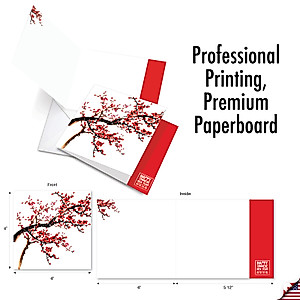 The Best Card Company - 10 Lunar New Year Cards (4 x 5.12 Inch) - Assorted Notecards with Envelopes, Colorful Bulk Boxed Set - Cheers and Cherries AMQ5072CNG-B1x10