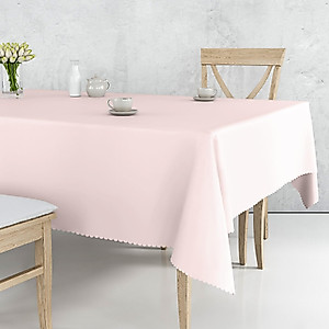 NatNarr 3 Pack Plastic Pink Tablecloth, 54 X 108Inch Disposable Pink Scalloped Edge Table Cloth for Rectangle Tables Waterproof Pink Table Cover for Baby Shower Birthdays Weddings Decor