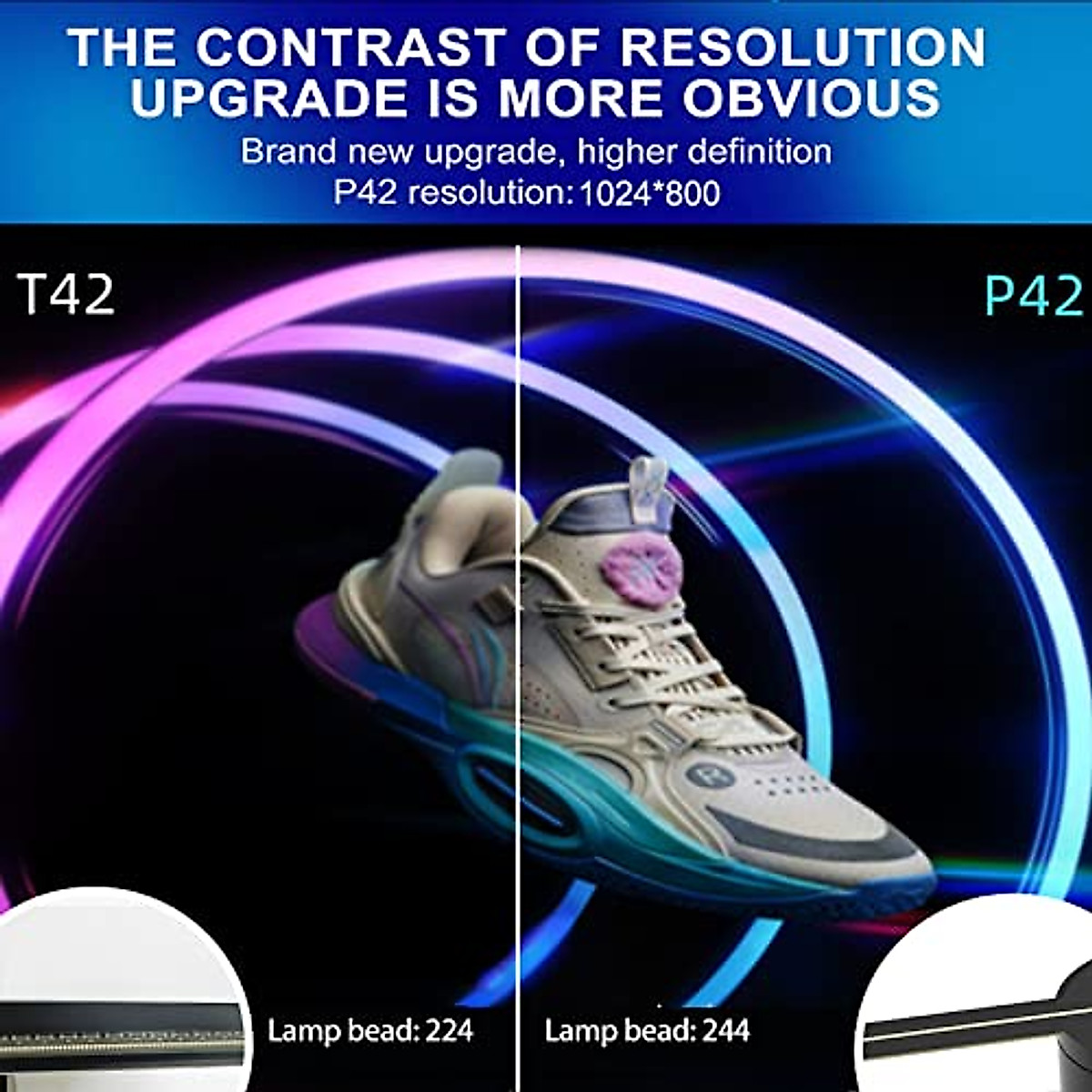 DNIER Upgrade 3D Holographic Led Fan, Hologram Fan, 16.3inch, 640P Hi-Resolution and WiFi Added - LED Light 3D Holographic Projector Fan for Business Store Bar