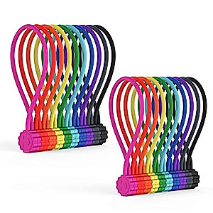 Rich&Ray 10Colors-20Pack Reusable Silicone Twist Ties, Magnetic Cable Ties with Strong Magnet for Organizing Cables, Hanging Stuff, Used in Many Ways or Just for Fun
