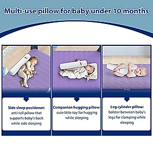 Moonlightfamily Anti Roll Pillow, Cylinder Bolster Anti Rollover Side Sleep Adjust Pillow, Indoors & Outdoors for Crib, Playpen, Car, Camping, Machine Washable, 4x16inch, 1pack