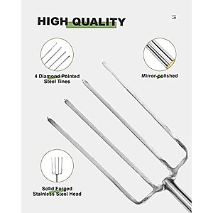 Garden Fork Heavy Duty Pitchfork for Digging Gardening Spade Fork 43 inch with D-Handle 4-Tine Pitch Fork Garden Tool for Spading Digging Turning Planting Cultivating Aerating Steel Compost Fork