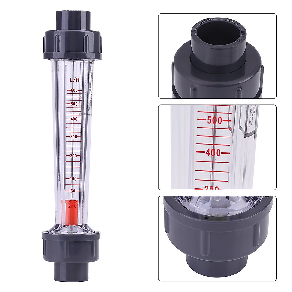 60-600L/H Rotameter Plastic Tube Liquid Water Meter DN15 Flowmeter LZS-15D