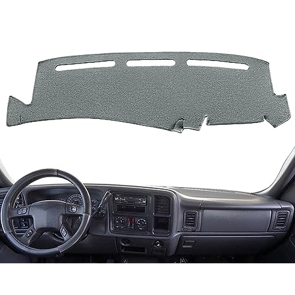 Dash Cover Mat Pad Custom Fit for 1999-2006 GMC Sierra/Chevy Chevrolet Silverado,2000-2006 GMC Yukon XL/Chevy Suburban Tahoe Avalanche,Dashboard Cover Carpet (99-06 Dark Gray) Y55
