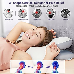 DONAMA Cervical Neck Pillow,Ergonomic Contour Orthopedic Pillow for Neck and Shoulder with Soft Cooling Pillowcase,Memory Foam Support Sleeping Pillow for Side,Back,Stomach Sleeper