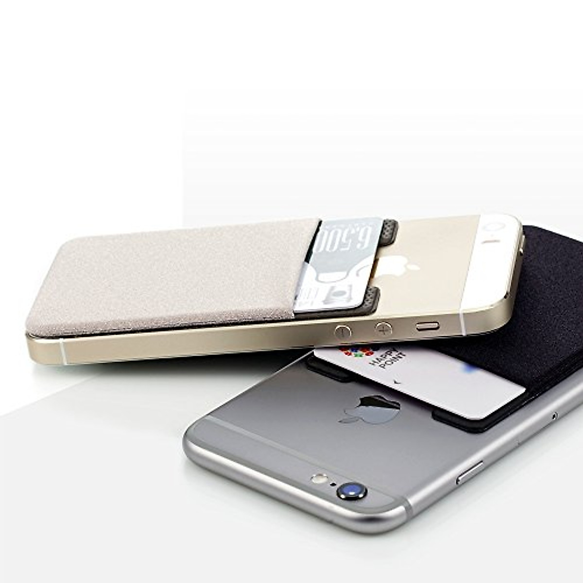 Sinjimoru Basic Cell Phone Wallet Stick on, Card Holder for Back of Phone Working as Adhesive Stretchy iPhone Wallet. Sinji Pouch Basic 2 Orange