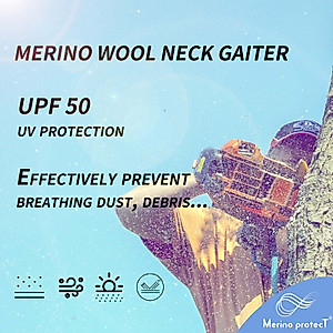Merino Protect Merino Wool Neck Gaiter Unisex Breathable Face Mask Lightweight Neck Warmer Motorcycle Hiking Hunting