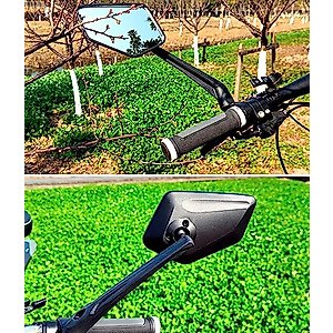 DRCKHROS Handlebar Bike Mirror E-bikes Mirrors Safe Clear Glass Mirrors, Anti-Shake 360° Rotatable High-Definition Shockproof Explosion-Proof Wide-angle Bicycle Rear View Mirror …