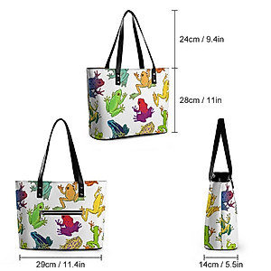 Womens Handbag Frog Pattern Leather Tote Bag Top Handle Satchel Bags For Lady