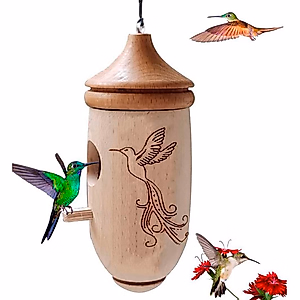 Hummingbird Houses,Natural Crude Wood Humming Bird House Outside Hanging,Hummingbird Nest for Wren Swallow Sparrow Hummingbird Finch Houses (E)