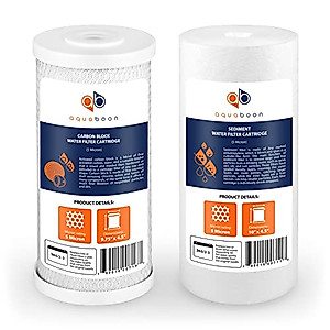 Aquaboon 5 Micron 10" x 4.5" CTO Carbon Block & Sediment Replacement Filter Cartridges Set, 2 pack COMPATIBLE WITH: FC25BX4, 32-450-20-GREEN, EP20-BB, 2C-20BB, DGD-5005-20, W15-PR, HD-950, WFHD13001B