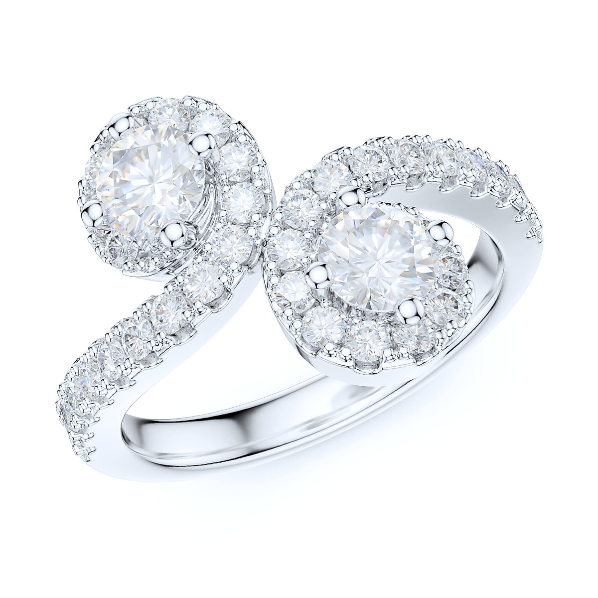 PRSTANI Sterling Silver Fashion Two Split Filigree Vine Simulated Round Brilliant Cut Diamond Halo Promise Engagement Ring (4.5)