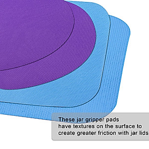 4pcs Jar Opener Gripper Pads, Rubber Jar Grippers Multi-function Jar Opener for Seniors with Weak Hands Coasters (Blue, Purple)