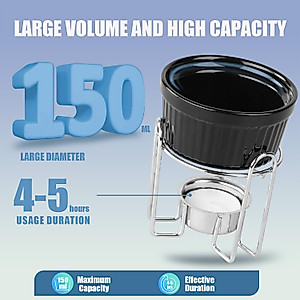 Artestia Butter Warmers for Seafood Set Of 4, Ceramic Candle Warmer, Melted Butter Cups for Lobster, Personal Fondue Set Melted Butter Cups for Seafood, Fondue(Black)