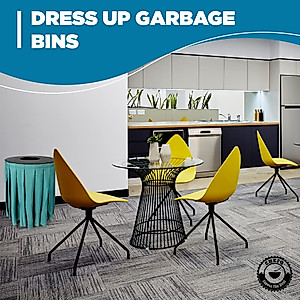 Round Black Garbage Can Cover,Solid Pleated Skirt Topper for 32-35 Gallon Indoor Garbage Cans Trash Bins, Waste Container Without Wheels, Events, Residential Use (Black Top Black Skirt)