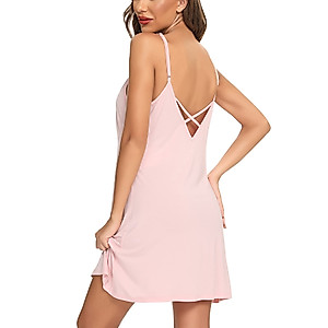 Memory baby Womens Chemise Sleepwear Full Slips Sexy Lace Nightgown Soft Nightwear Lingerie A-pink