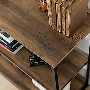 Danya B. Oslo Contemporary Industrial Horizontal 3-Tier Etagere Bookshelf – Standing Open 3-Shelf Bookcase Unit – Black Iron Metal & Maple Finish