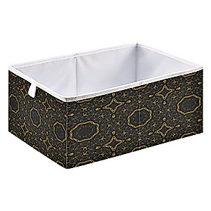 ALAZA Collapsible Storage Cubes Organizer,Islamic Ornament Storage Containers Closet Shelf Organizer with Handles for Home Office