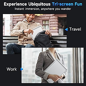 LIMINK 14" Triple Portable Monitor with 1 Cable, S500 Laptop Screen Monitor Extender for One Cable Connect and LIMINK Portable Laptop Bag Tablet Carrying Case Protective Sleeve