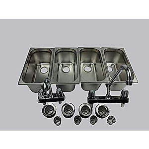 Standard 4 Compartment Sink Set & Hand Washing for Concession Stand Food Trailer
