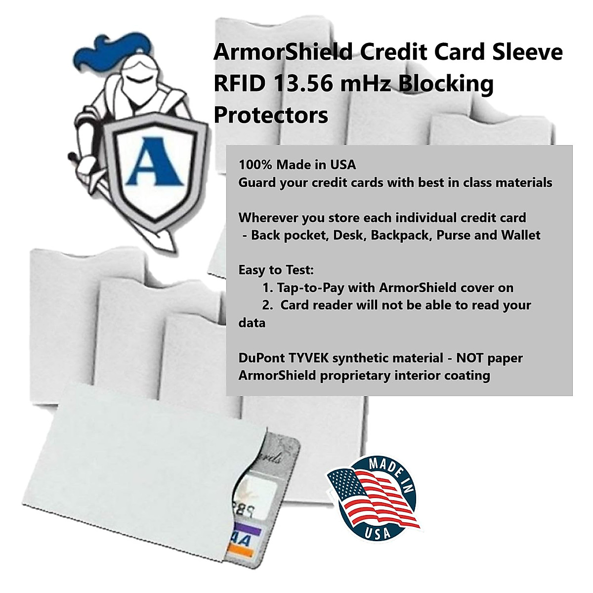 Semper Paratus Gear TYVEK Credit Card Sleeves 100% MADE IN USA - Anti-theft for Travel wallet, purse. RFID Blocking from identity theft (10PAK)
