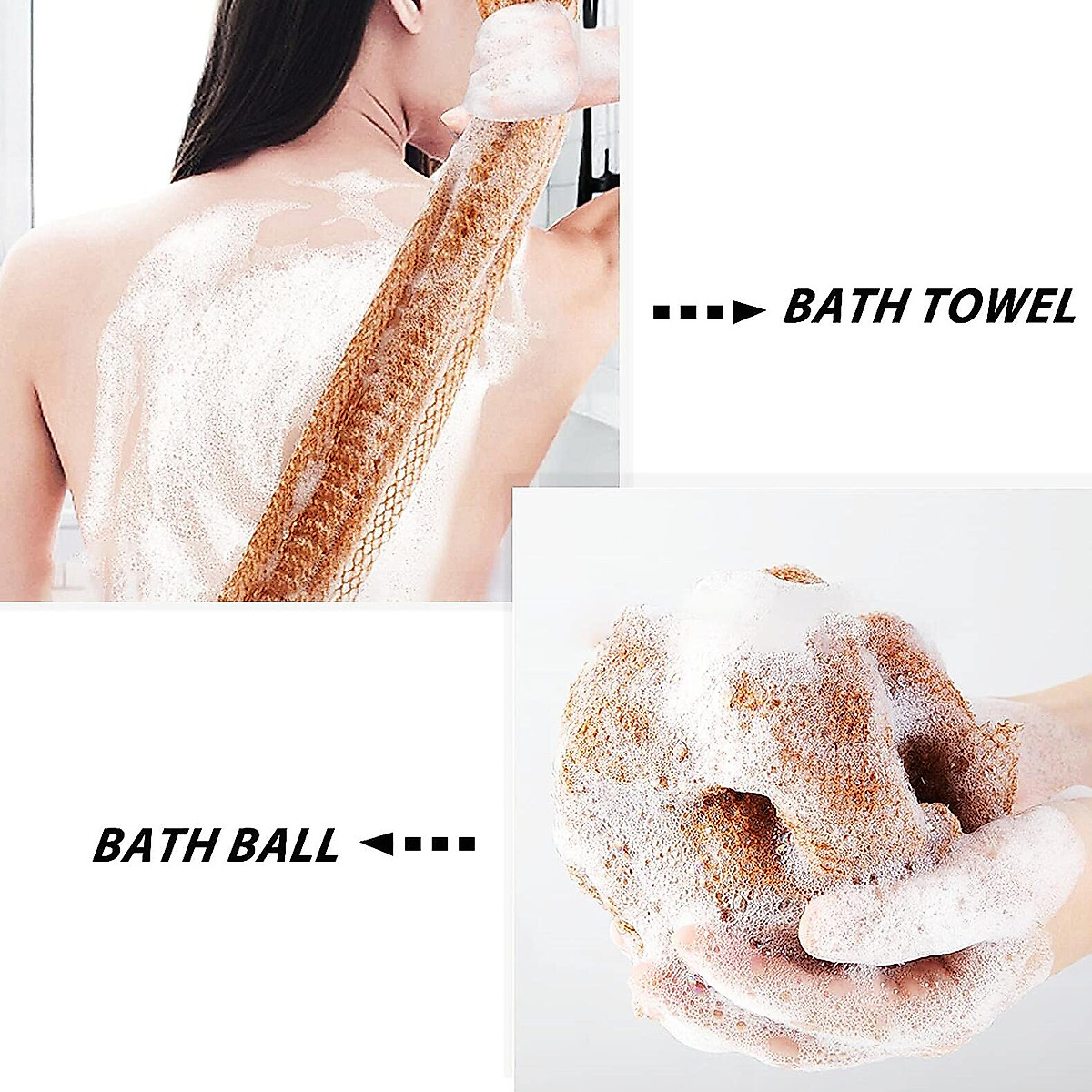 African Net Long Bathing Sponge,Net Exfoliating Back Scrubber for Body,Exfoliating Back Towel,Pack of 1 (Brown)