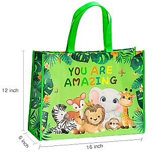Loveinside Large Recycled Gifts Bags with Handles, Kids Reusable Birthday Party Gift Bag, Shopping Bag - 16" x 6" x 12", 1 Pcs - Animal